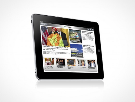 iPad Mockup | Front view of original iPad at 30° right in landscape display