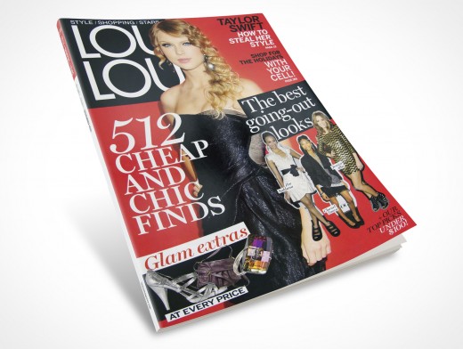Magazine Mockup Raised 45° View of Cover in Magazine Catalog
