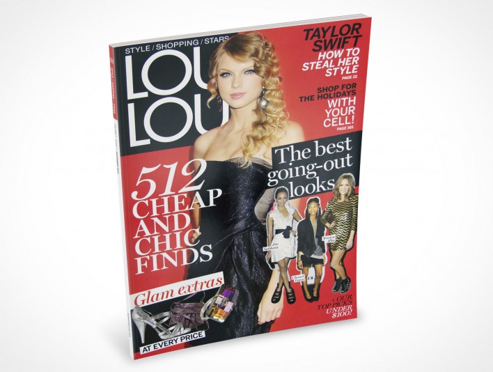 Magazine Mockup Standing 330° Angle Front Cover in Magazine Catalog
