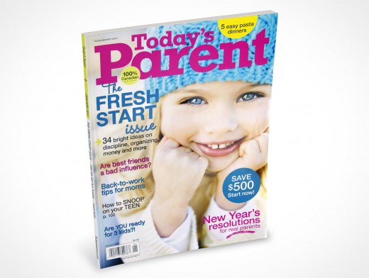 Prepare masthead covers on our Standing Magazine Mockup 2