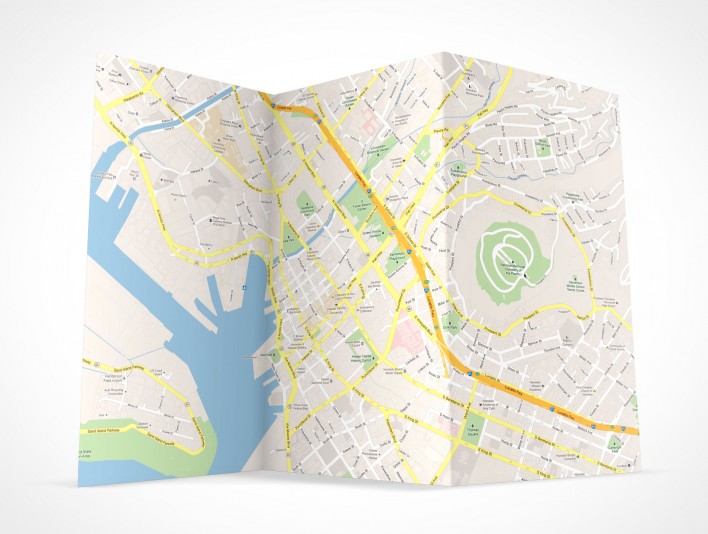 Gate Fold Brochure Mockup | Front View of all three panels