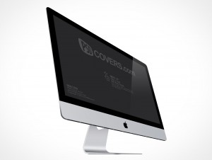iMac Mockup | Low Angle Shot at 330° of Front View of the Apple iMac 27″