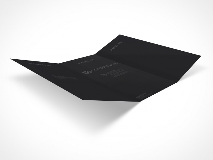 Gate Fold Brochure Mockup | High Angle Front View with 45° Rotation