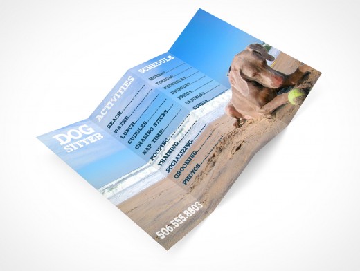 Present designs using this Four Fold Flyer Mockup 5 in seconds
