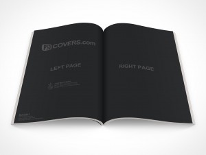 Magazine Mockup High Angle Open View of Pages in Magazine Catalog