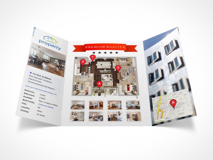 Apply your design ideas to this Gate Tri-Fold Brochure Mockup 1