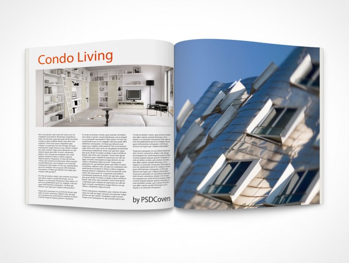 Easily present 2 page layouts with our Spread Square Brochure Mockup 5