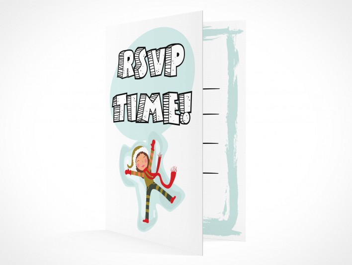 Use our Bi-Fold RSVP Card Mockup 2 to render rsvp card ideas