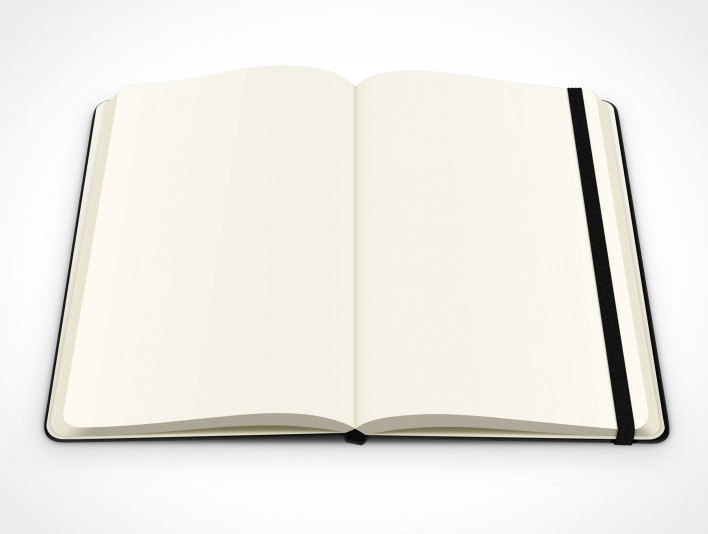 Visualize your 2 page layout with this Black Notebook Mockup 1