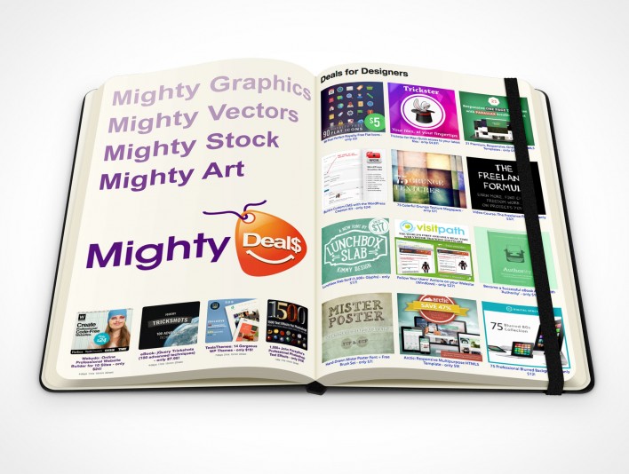 Visualize your 2 page layout with this Black Notebook Mockup 1