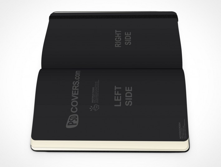 Notebook Mockup High Angle 90° Open View in Book Catalog