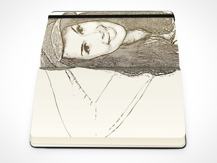 Test layout designs for this Black Notebook Mockup 4 in seconds