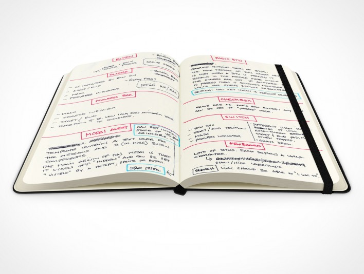 Visualize your layout designs in this Black Notebook Mockup 5