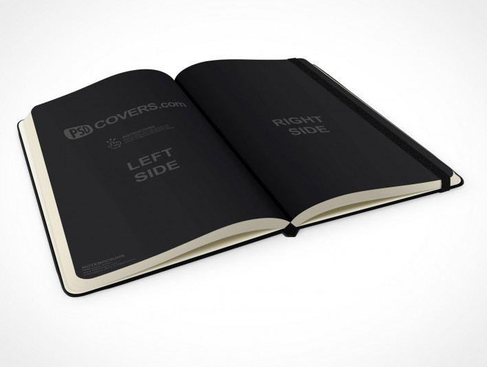 Notebook Mockup | High Angle Open View of Pages in Book Catalog