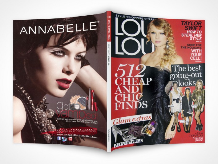 Open Magazine Mockup Face Down on Centrefold in Magazine Catalog