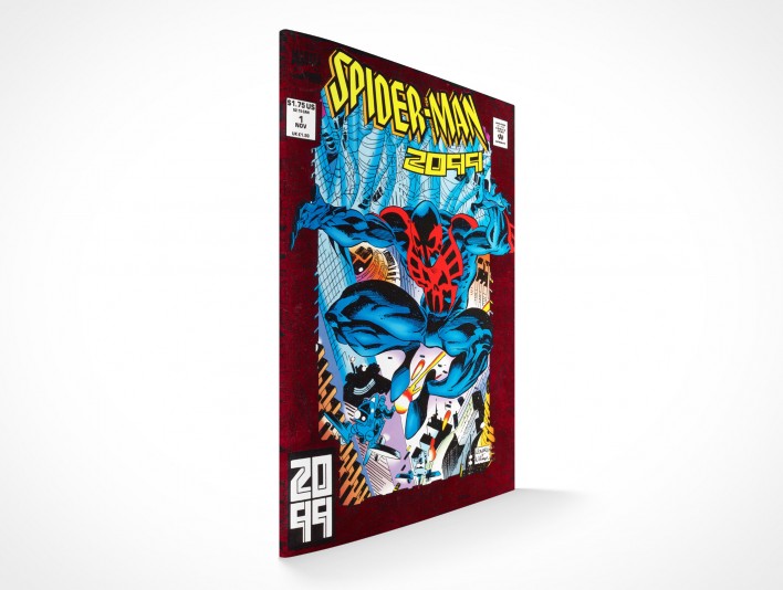 Use this blank Standing Comic Book Mockup 3 to render covers
