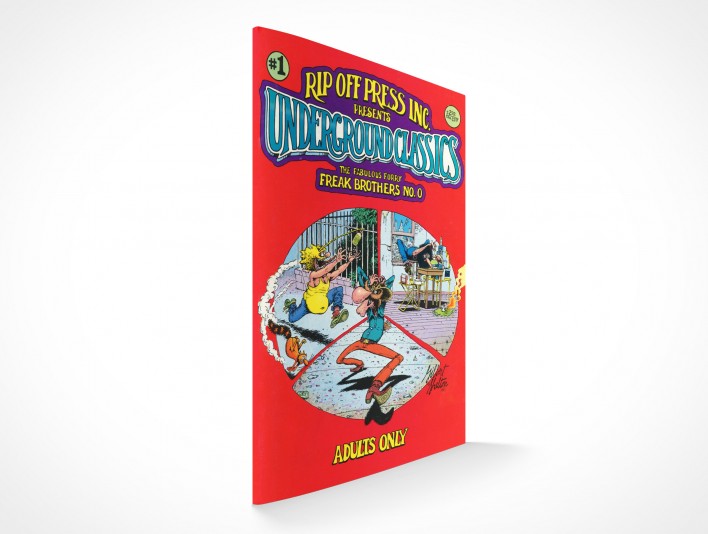 Use this blank Standing Comic Book Mockup 3 to render covers