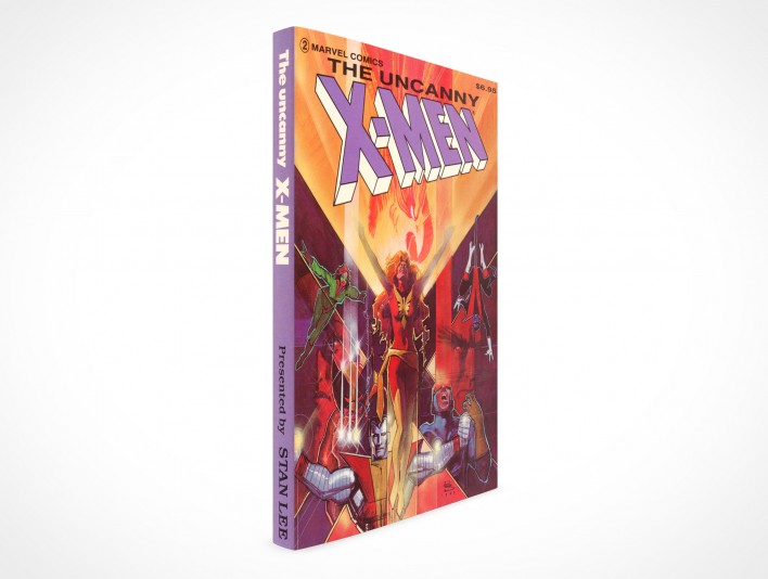 Visualize graphics on this standing Graphic Novel Book Mockup 1