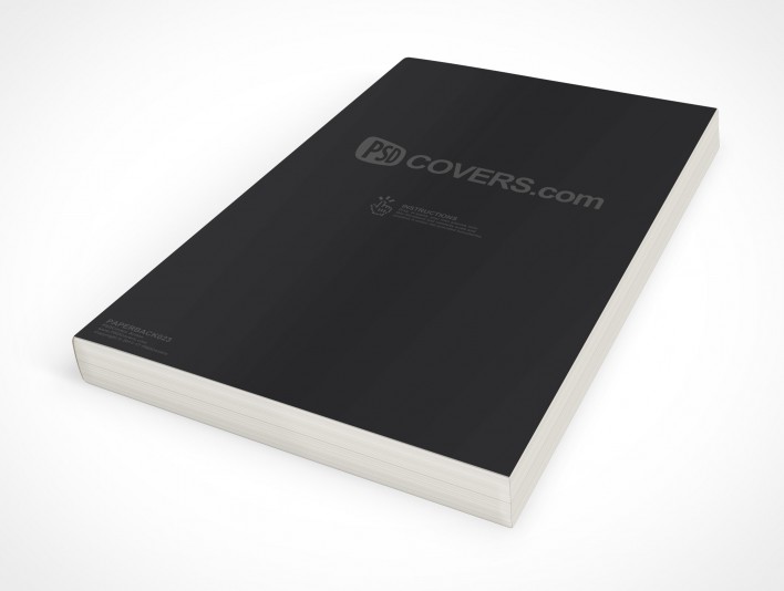 Paperback Book Mockup | High angle view of book laying flat rotated ...