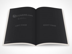 Book Spread Mockup | High angle shot of paperback open to centre page