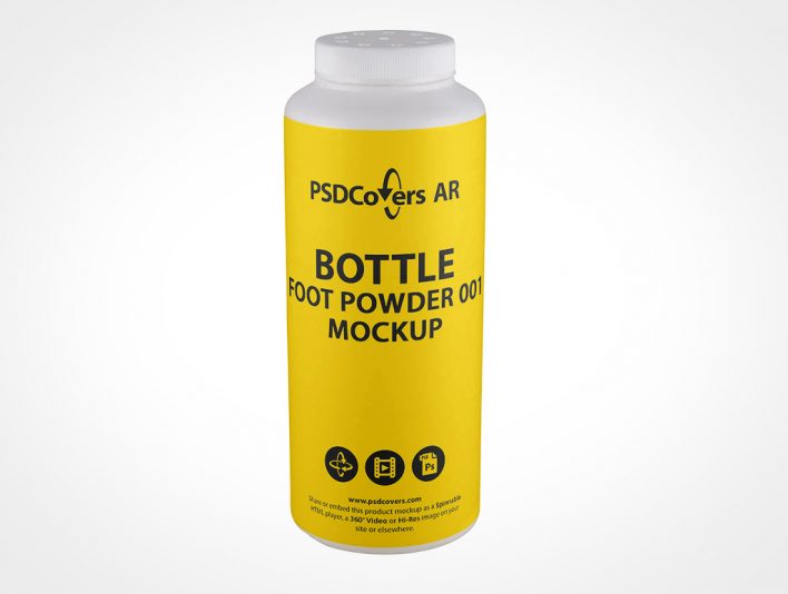 Visualize artwork branding using this Foot Powder Bottle Mockup 1