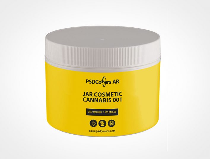 Render branding design on this white label Cannabis Jar Mockup 1