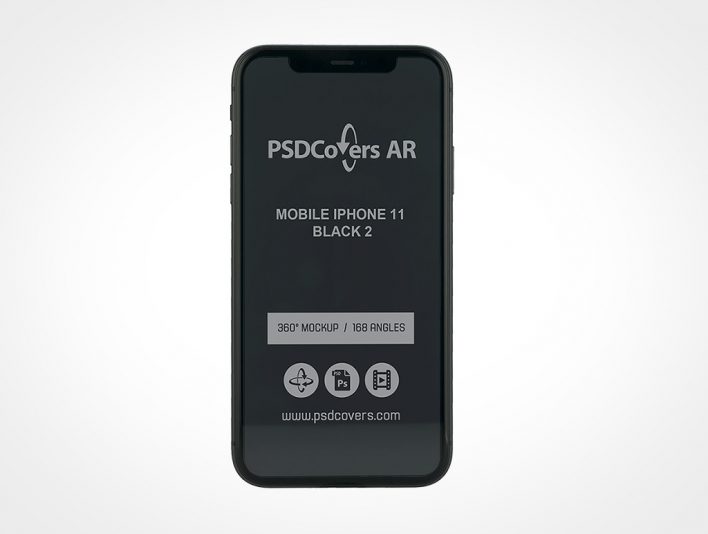 White iPhone Mockup PSD | Front View at Eye-Level in Landscape Display