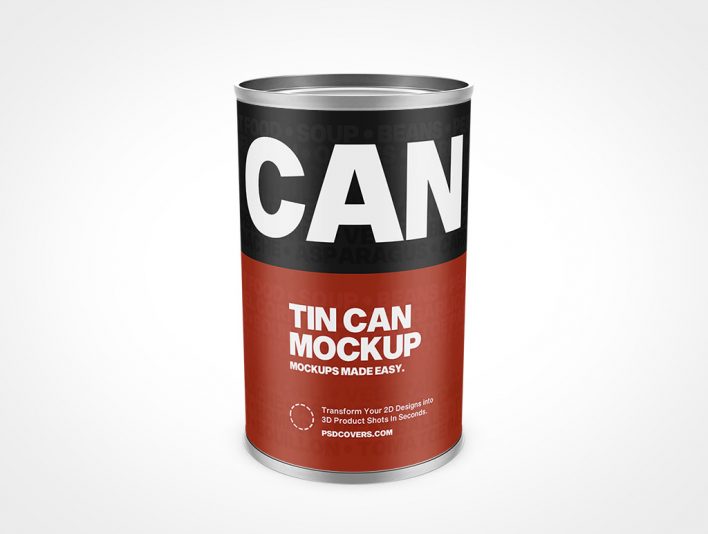 Preview your food branding on this white label Can Mockup 5