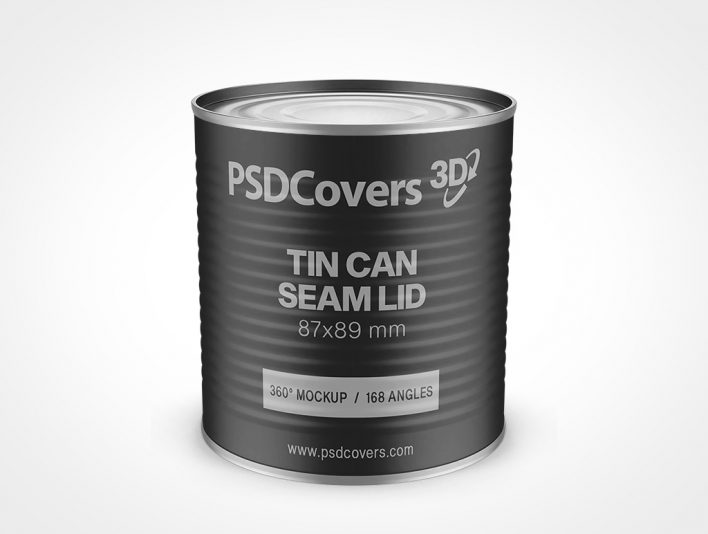 Inverted Food Can Mockup with Seam Lid 87x46 in Can Mockup