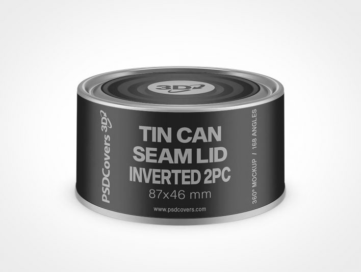 Inverted Food Can Mockup with Seam Lid 87x46 in Can Mockup