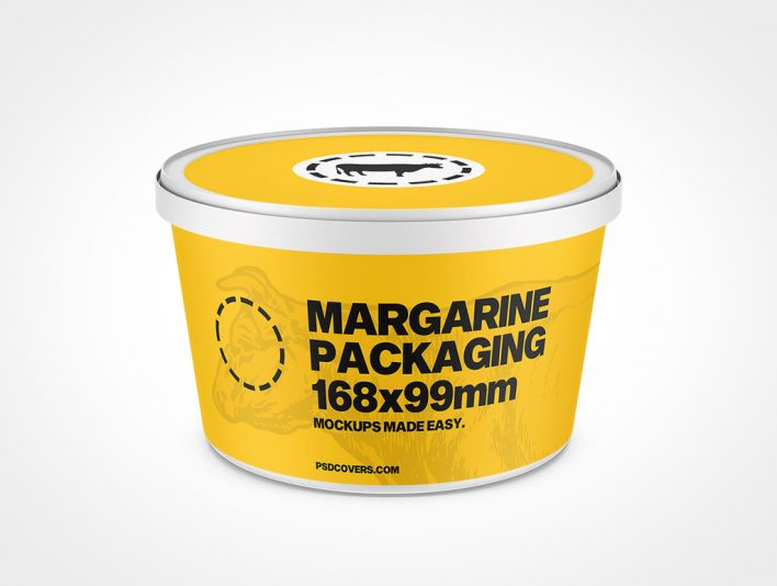 48oz Margarine Package Mockup with Snap Lid 168x99 • PSDCovers