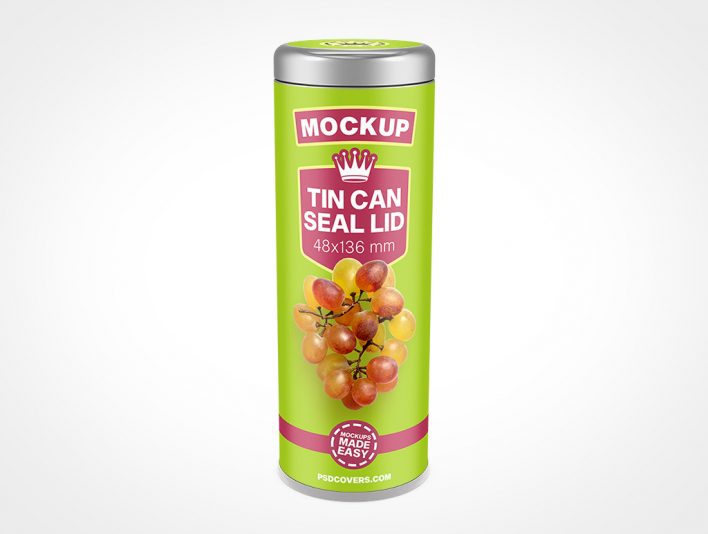 Tin Can Mockup with Friction Lid 56x178 in Can Mockup • PSDCovers