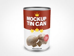 Apply your food branding on this blank inverted Can Mockup 11