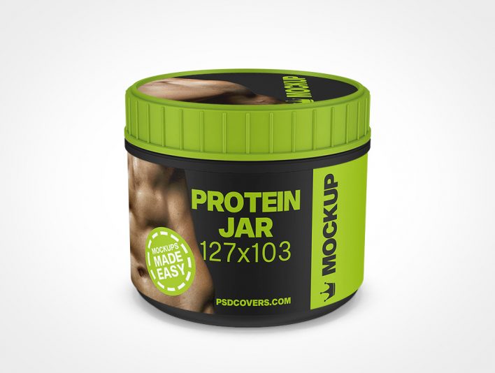 Stick your branding on this white label Protein Jar Mockup 4