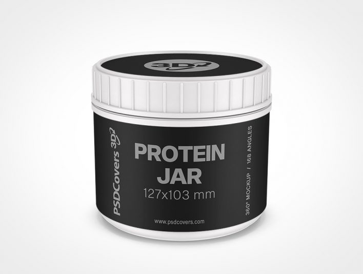 Feature your branding on this white label Protein Jar Mockup 6