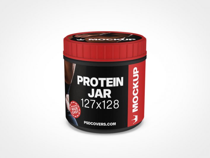 Feature your branding on this white label Protein Jar Mockup 6