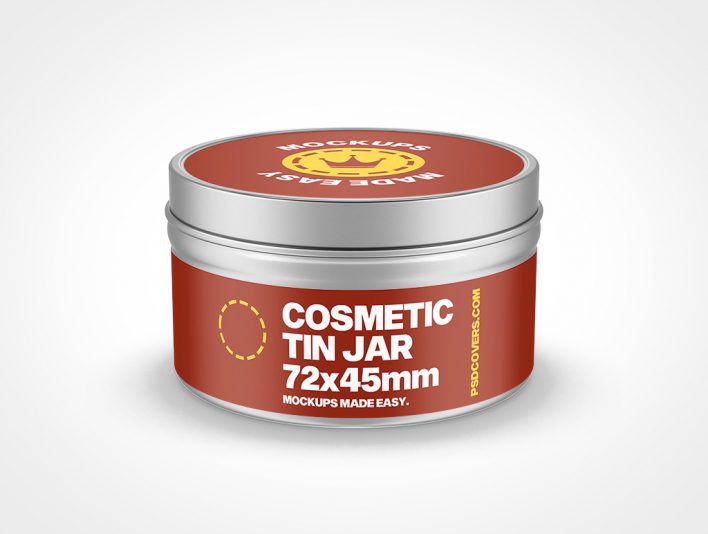Promote cosmetic branding on this blank Cosmetic Tin Mockup 1
