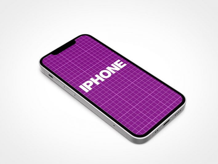 iPhone Mockup | iPhone 13 Mini with Screen Facing Up in Portrait View