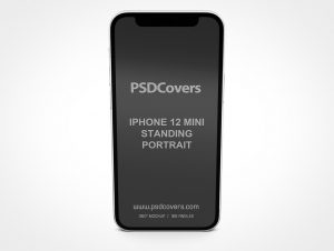 iPhone Mockup PSD | Standing iPhone 12 Mini in portrait mode