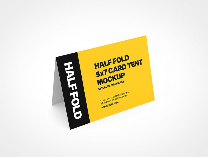 Place your designs on this blank half-fold Tent Card Mockup 8