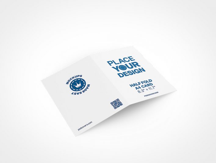 Render your holiday layout on this blank A4 Card Mockup 2