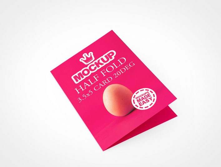 Render your half-fold design layout on this blank DL Card mockup