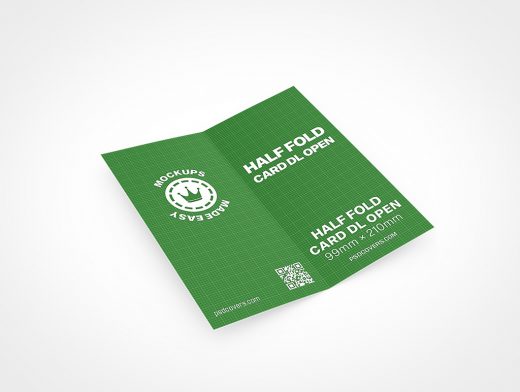 Render your half-fold design layout on this blank DL Card mockup