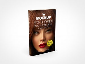 Apply your book cover art to this 8.5 X 11 Standing Softcover Mockup 4