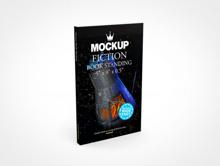 Paperback Book Mockup | Front cover shot of standing book at 45° rotation