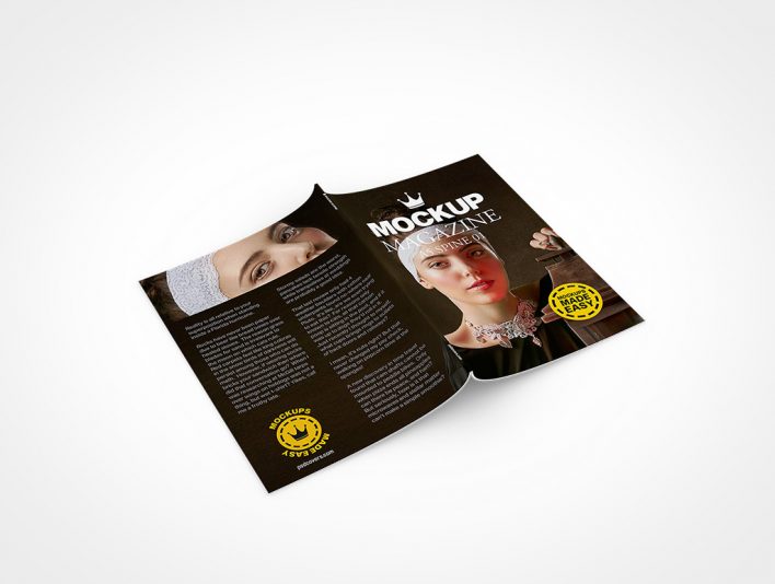 Present your layout on this Full Spread Magazine Mockup 4