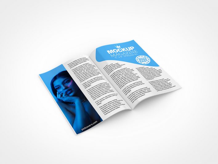 Preview 2 page layouts with this Full Spread Magazine Mockup 7