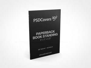 Paperback Book Mockup | Front cover shot of standing book at 30° rotation