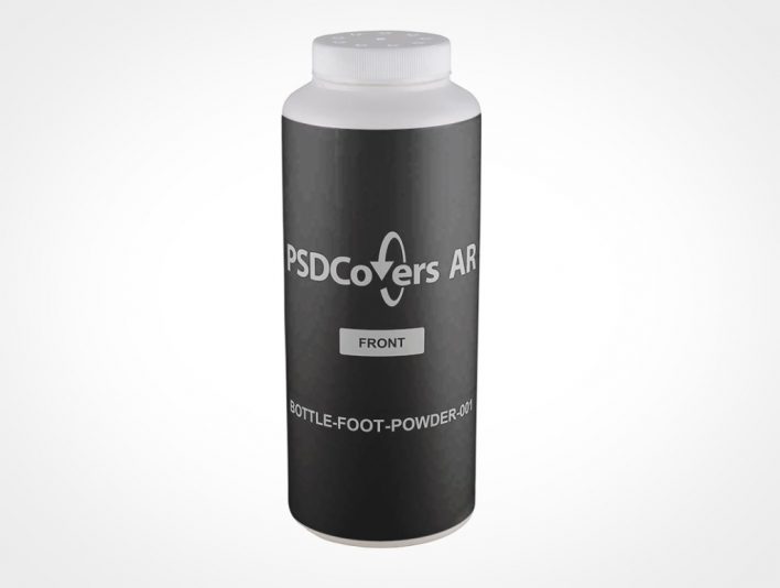 Visualize artwork branding using this Foot Powder Bottle Mockup 1