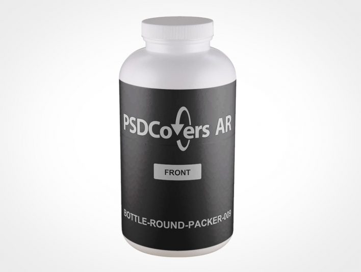 Apply your product branding to this Round Packer Bottle Mockup 9